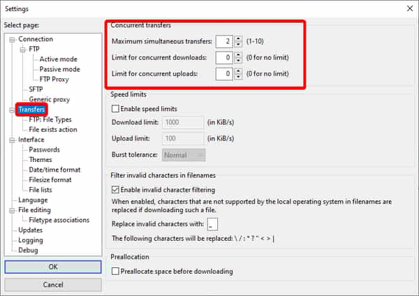Increase Concurrent Transfers Limits (FileZilla FTP Client) | Hostwinds