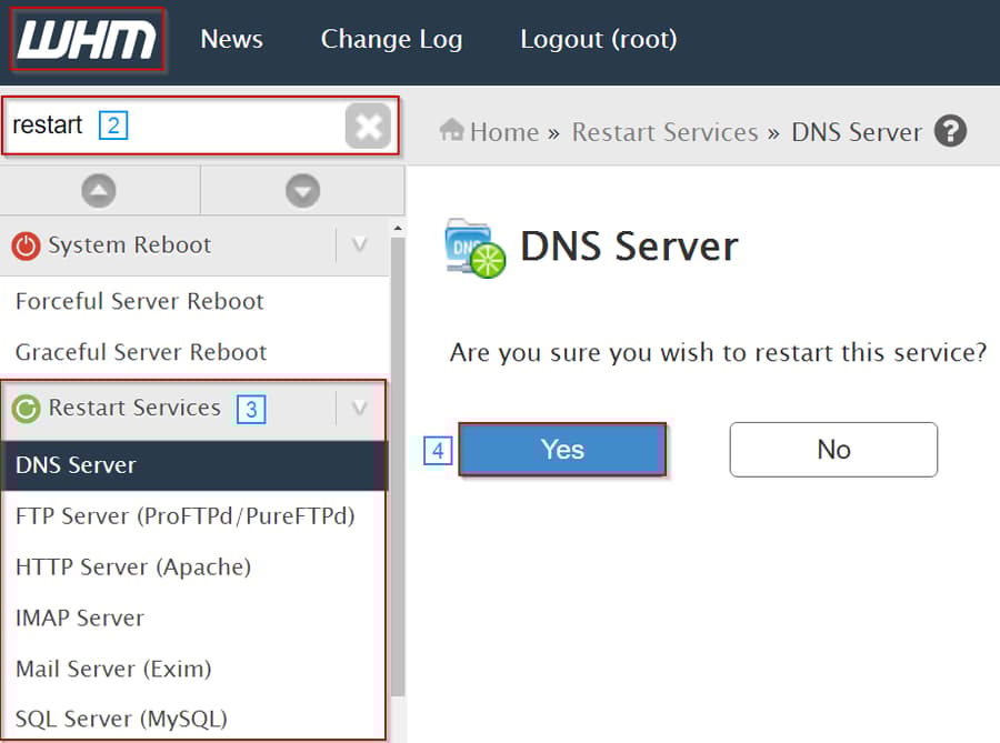 Restarting a Service in WHM | Hostwinds
