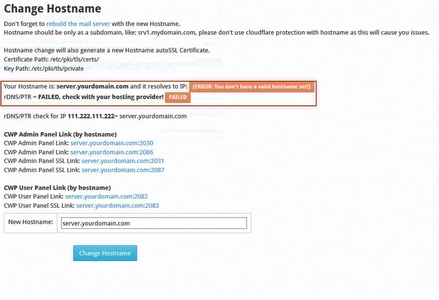 Manage Hostname in CentOS Web Panel | Hostwinds