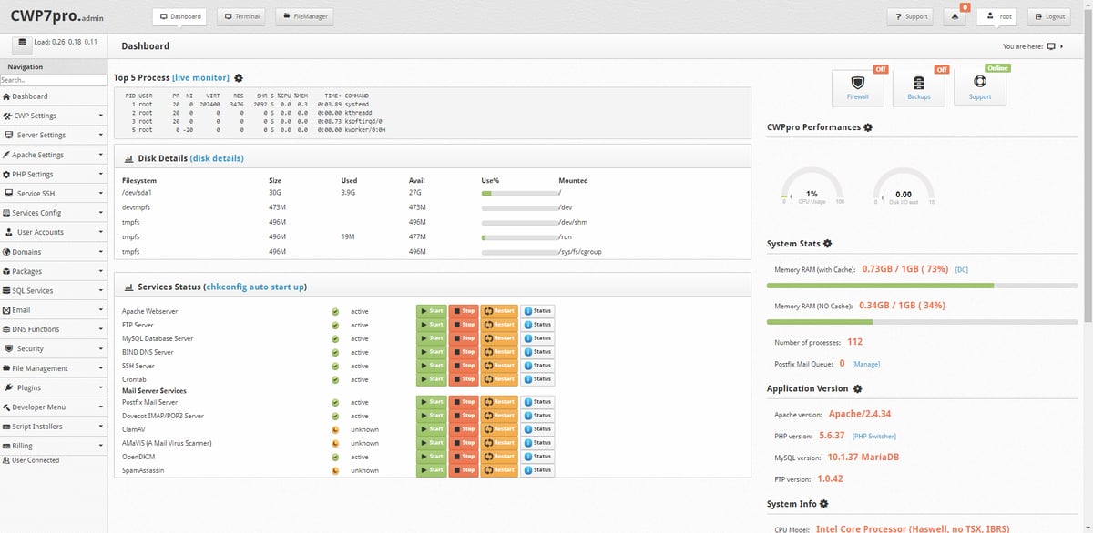 CentOS 7 Web Panel Overview | Hostwinds