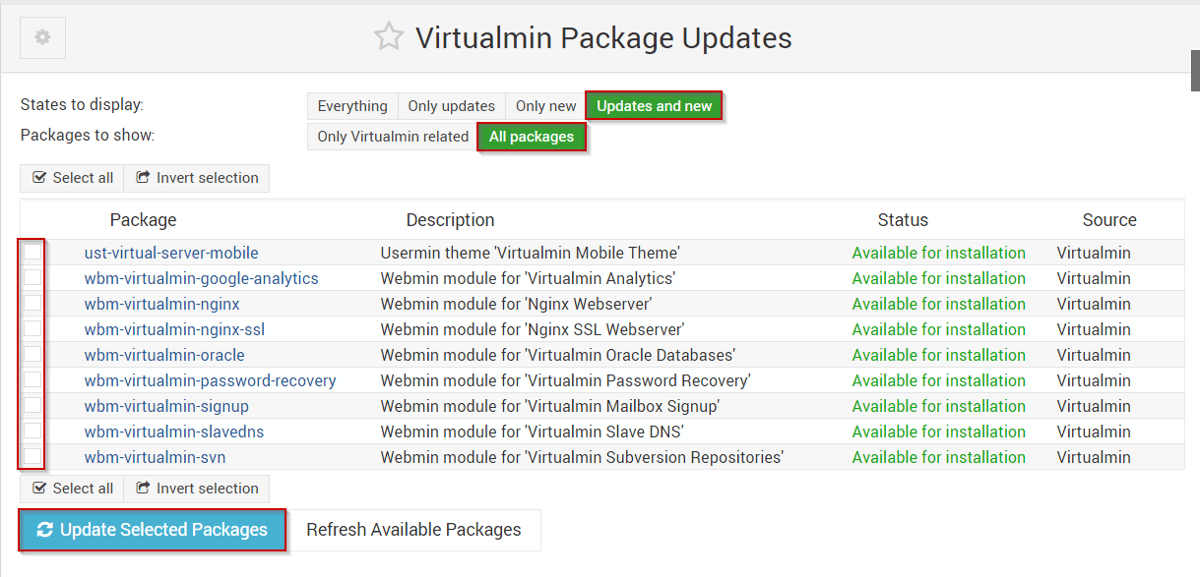 How to Update All Installed Packages Using Virtualmin | Hostwinds