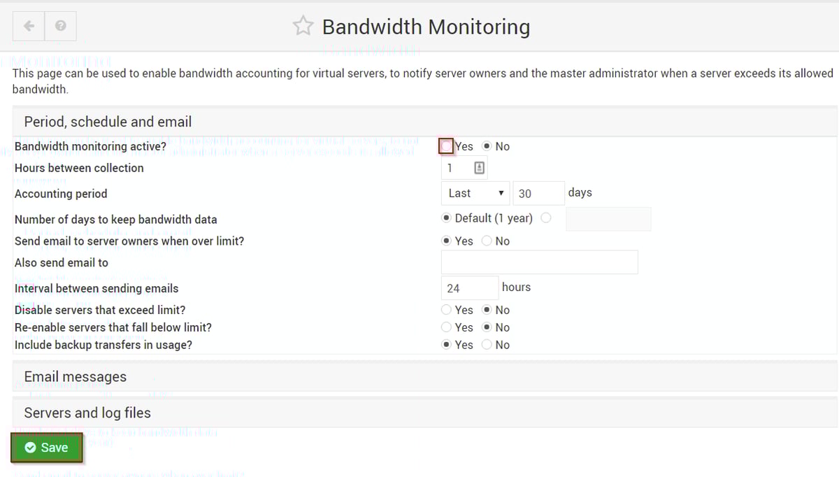 How to Setup Bandwidth Monitoring (Virtualmin) | Hostwinds