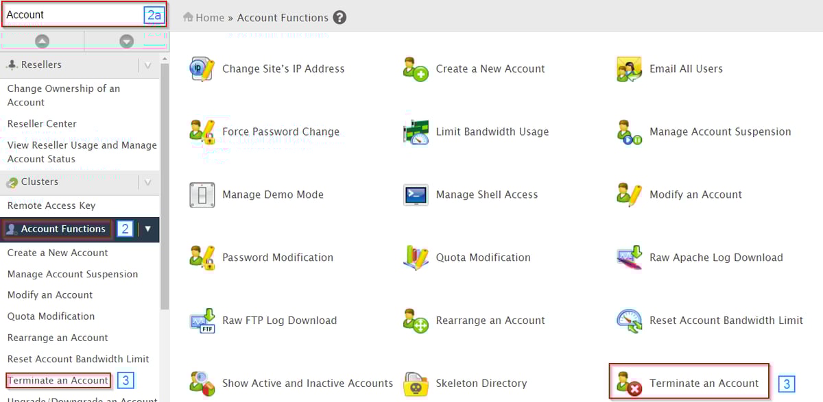 Terminating a cPanel/WHM Account | Hostwinds