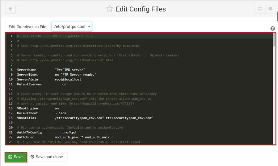 How To Edit ProFTPD Server Configuration Files In Virtualmin Hostwinds