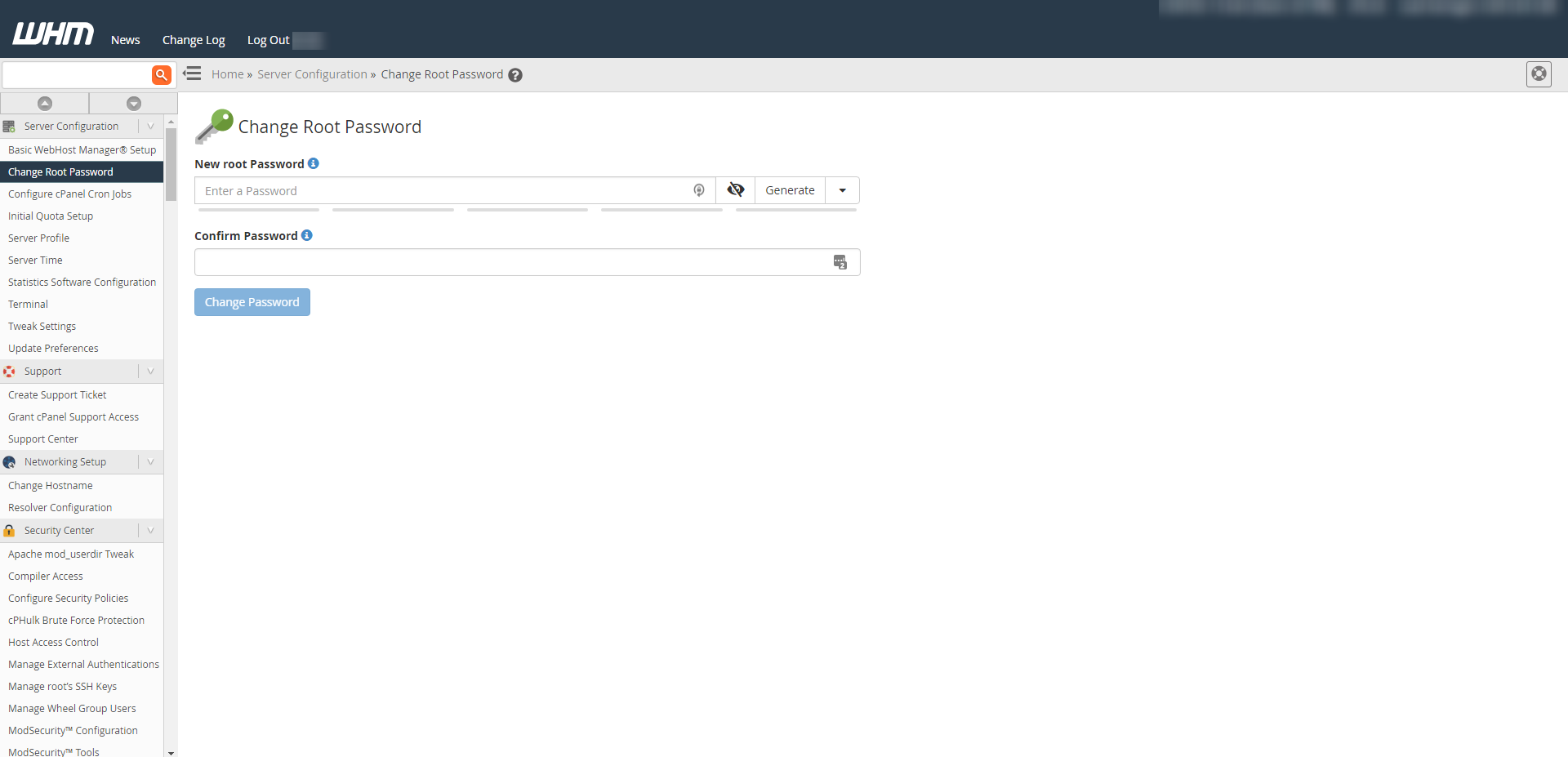 How To Change Root Password In WHM Hostwinds