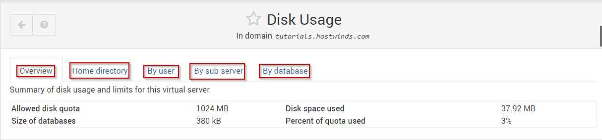 How To View Disk Usage In Virtualmin Hostwinds